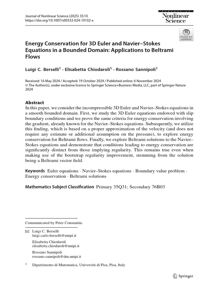 Energy Conservation For 3D Euler and Navier-Stokes Equations in A ...