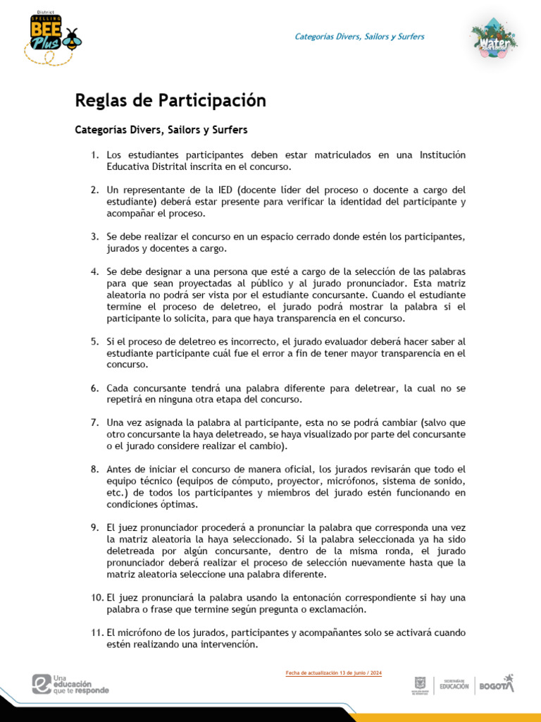 Reglas de Participación 22 | PDF | Palabra