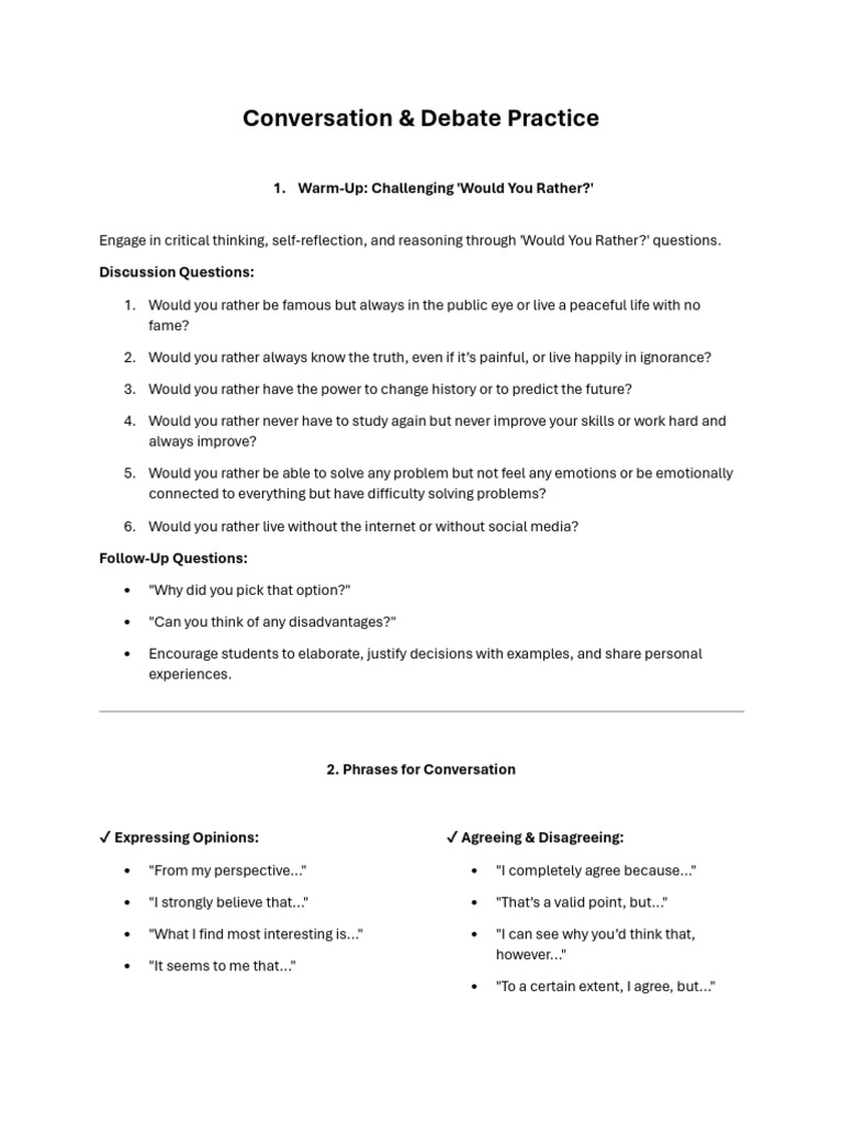 Conversation and Debate Skills Guide | PDF | Artificial Intelligence ...