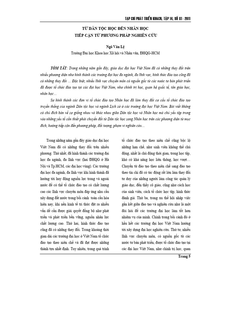 Tu Dan Toc Hoc Den Nhan Hoc - Ngo Van Le | PDF