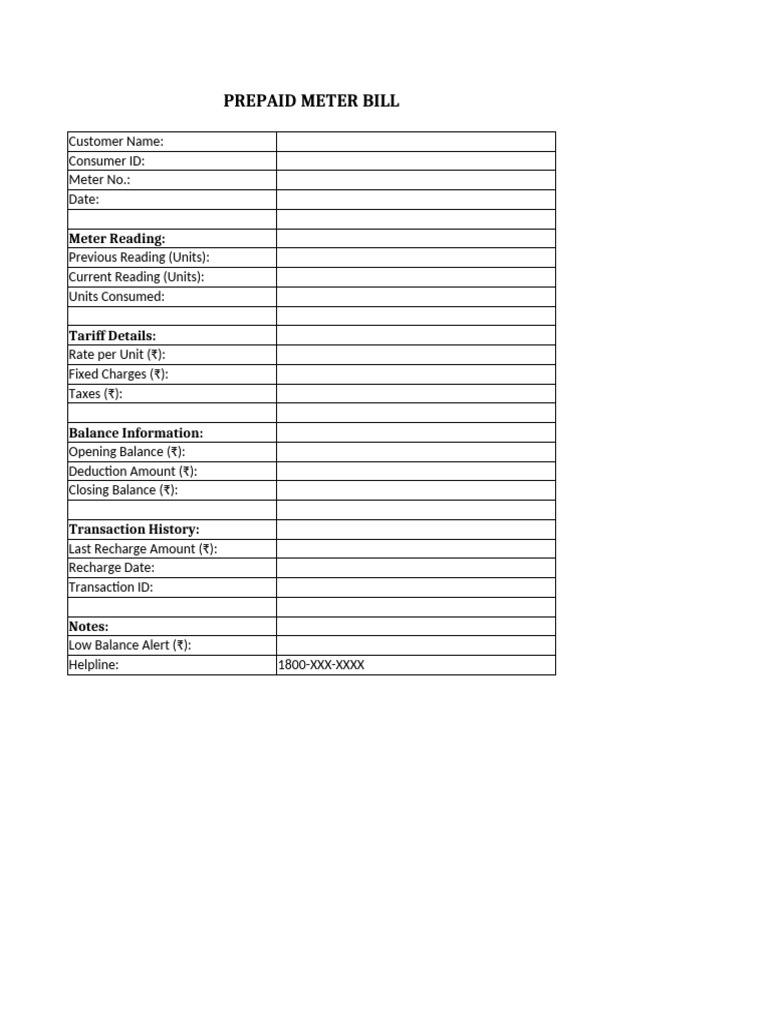 Prepaid Meter Bill | PDF