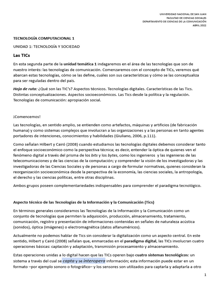 Introducción a las TICs y su Impacto | PDF | Tecnología de información ...