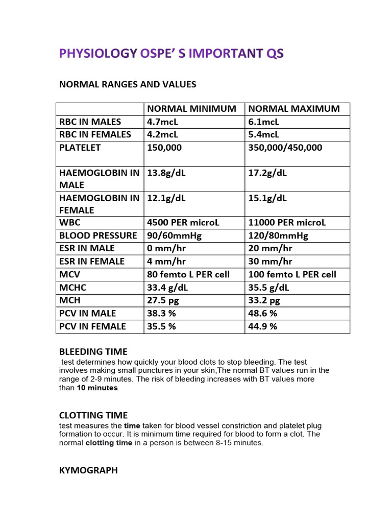 Blood Test Normal Ranges and Values | PDF | Blood | Heart