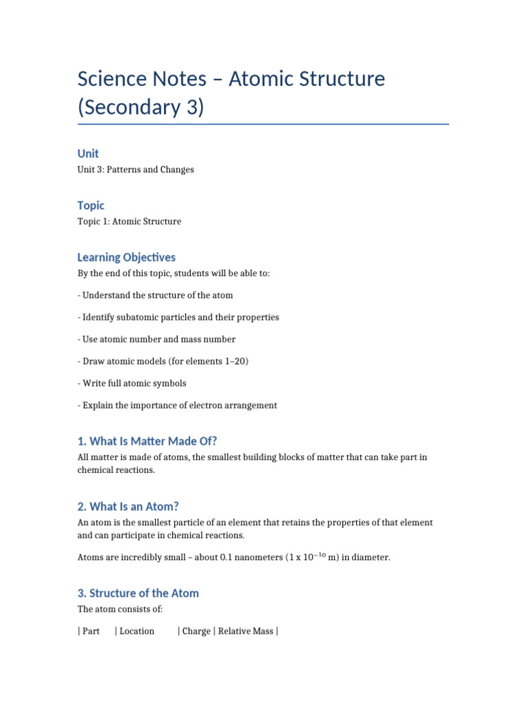Atomic Structure Study Guide for Students | PDF | Atomic Nucleus | Atoms