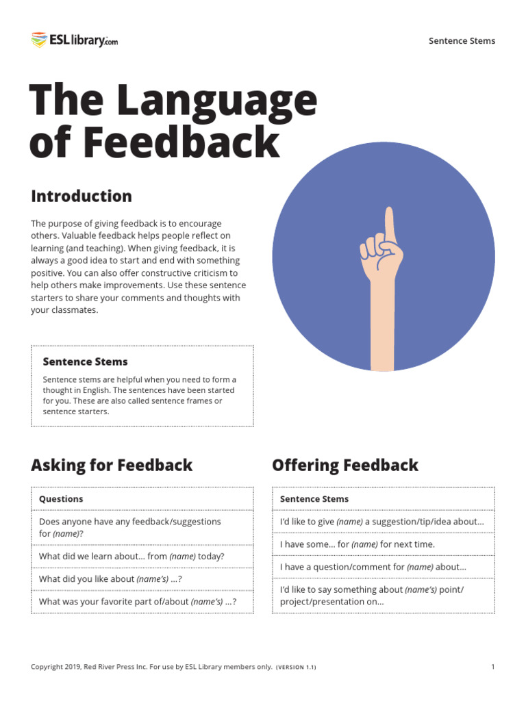Effective Sentence Stems for Feedback | PDF