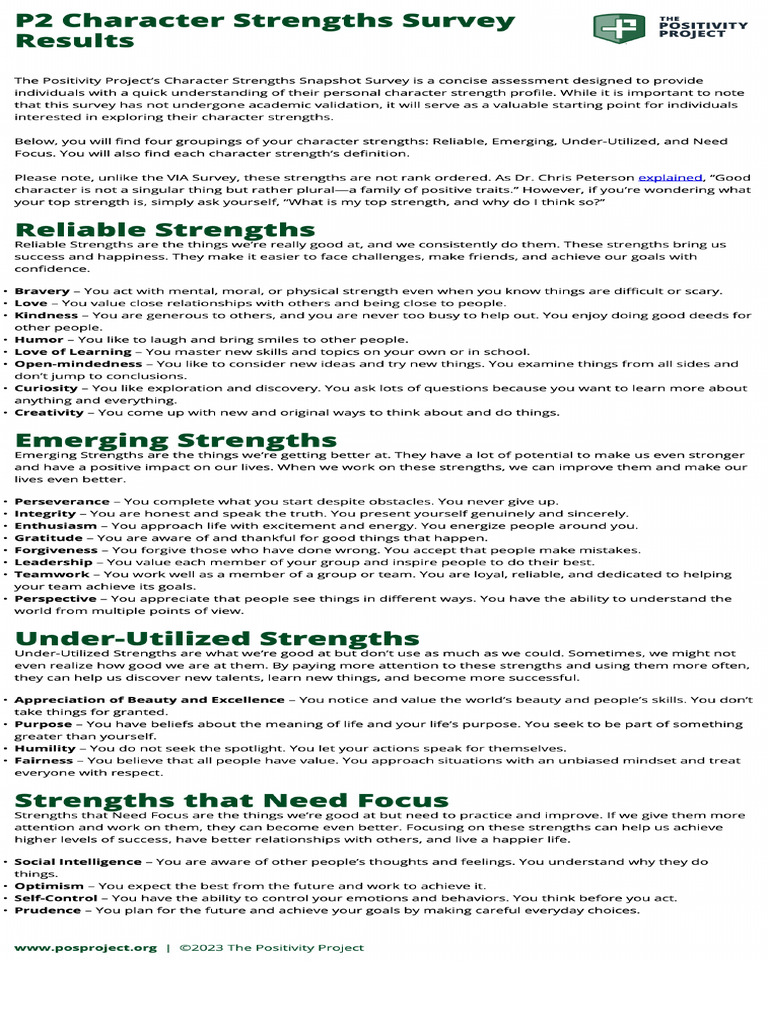 Character Survey Results | PDF