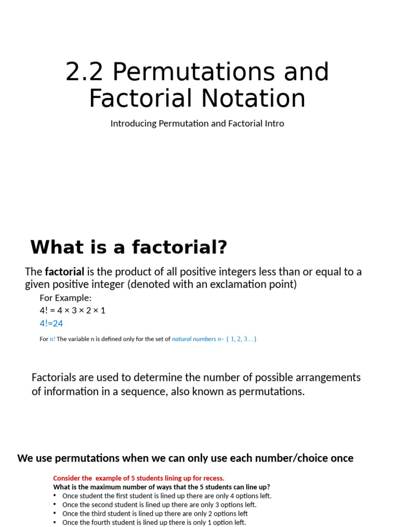 2.2 Permutations and Factorial Notation (2024) NEW | PDF | Permutation ...