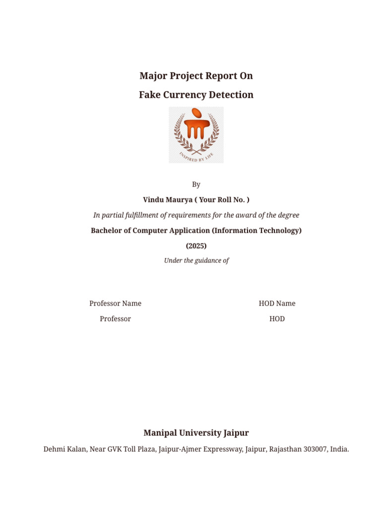 Fake Currency Detection Project Report | PDF | World Wide Web ...