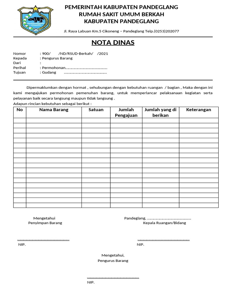 Blanko Nota Dinas | PDF