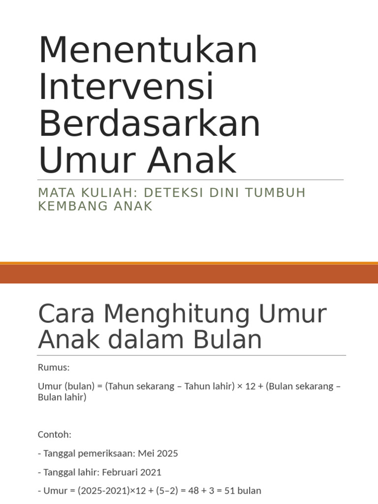 Intervensi Berdasarkan Umur Anak | PDF