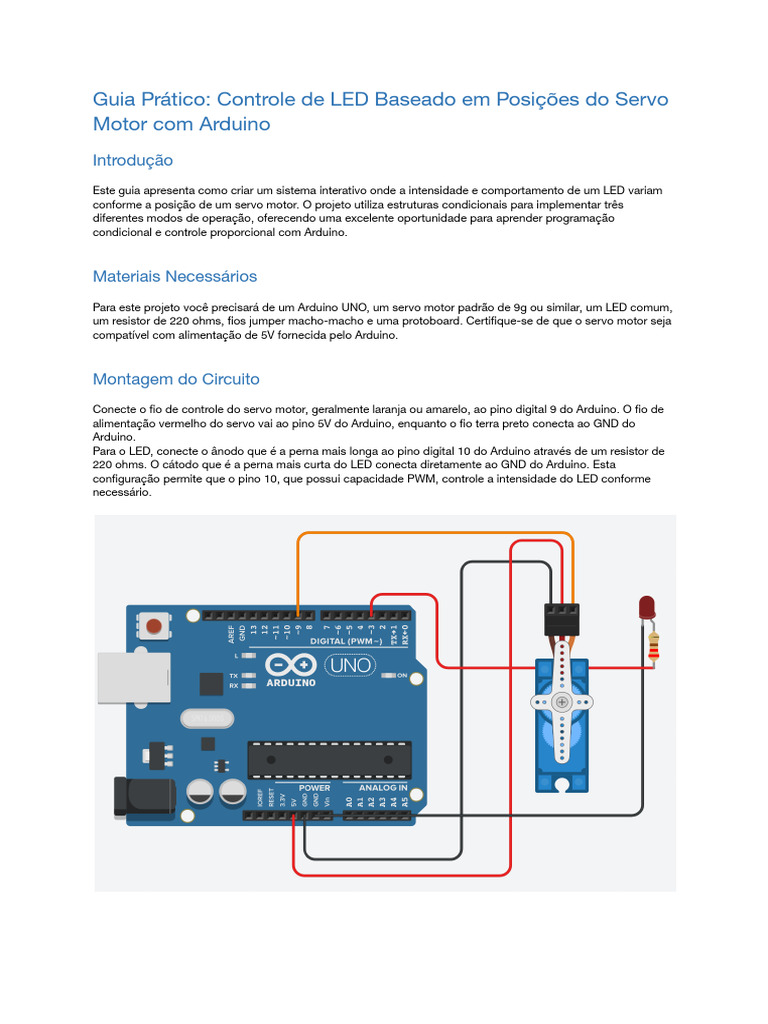 Controle de LED com Servo e Arduino | PDF | Arduino | Diodo emissor de luz