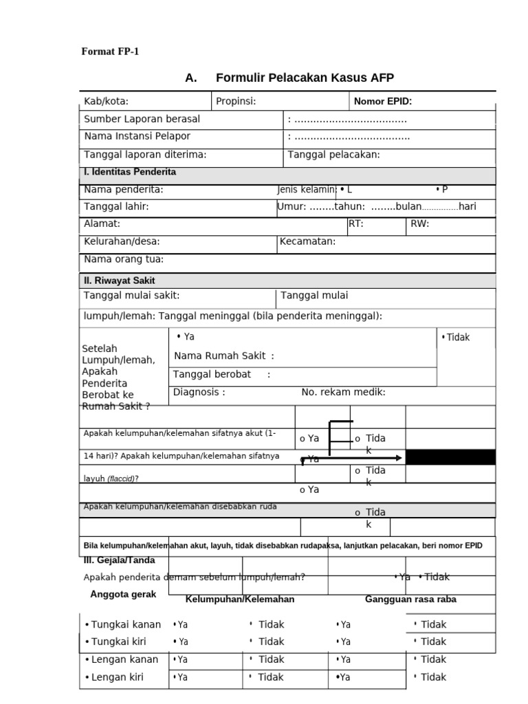 Formulir Pelacakan Kasus AFP | PDF