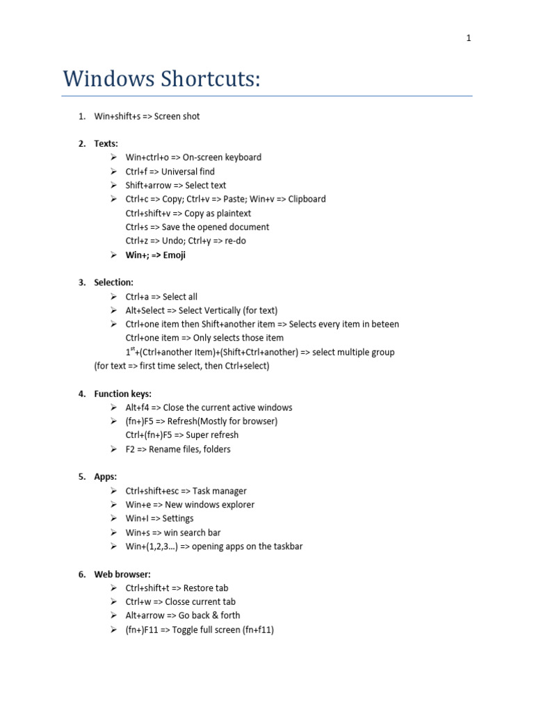 Essential Windows Keyboard Shortcuts | PDF