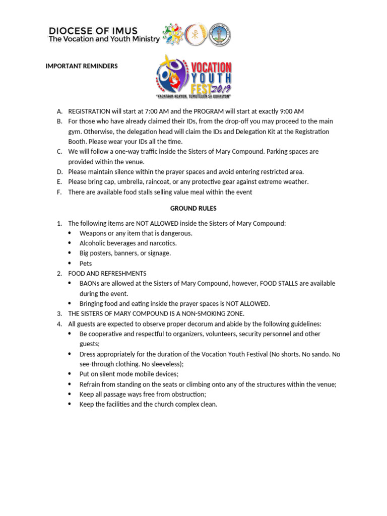 Reminders and Ground Rules | PDF