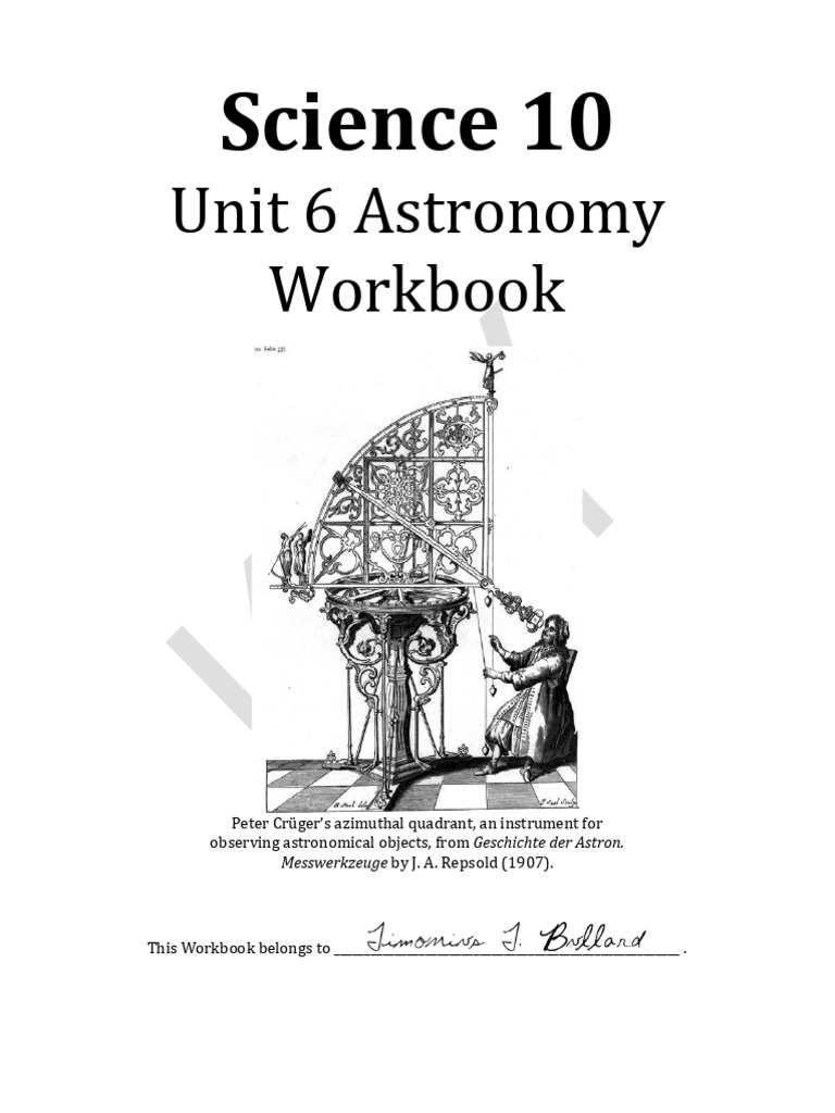 Unit 6 Astronomy Workbook Key | PDF | Stars | Planets
