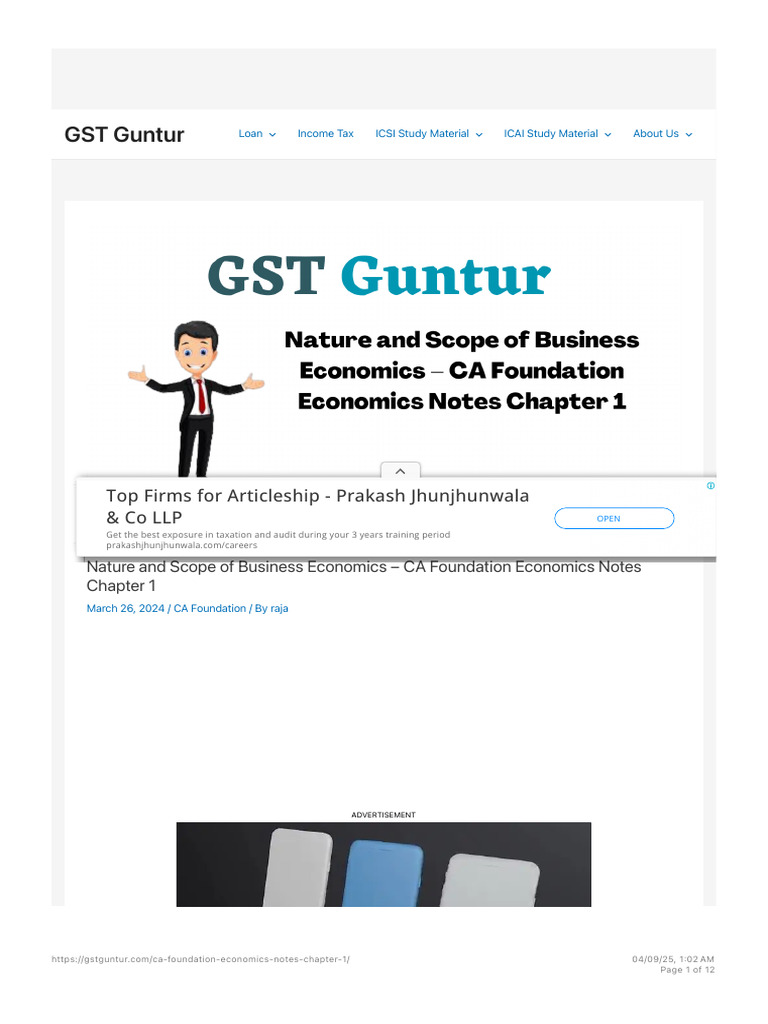 Ca Foundation Economics Notes 1 Pdf Economics Capitalism