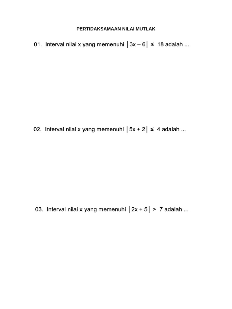 Latihan Pertidaksamaan Nilai Mutlak | PDF
