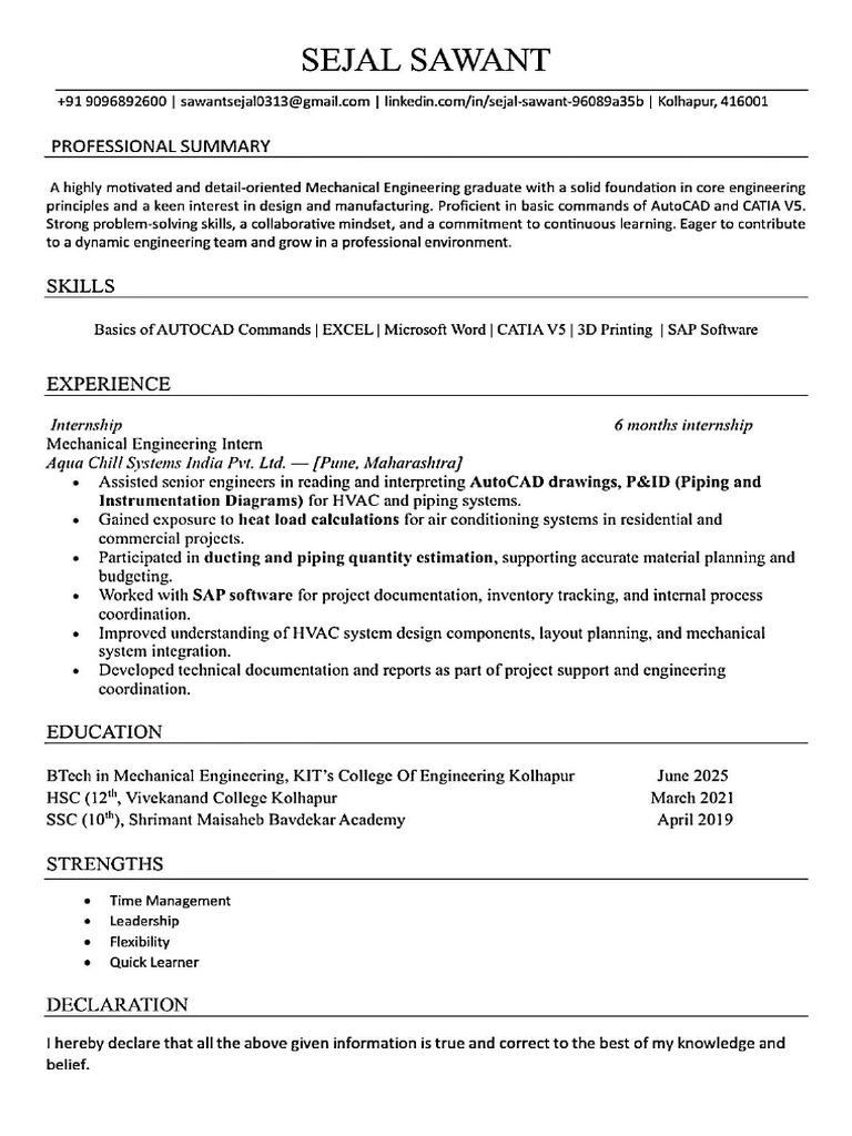 KIT''s College of Engineering Kolhapur - Sejal | PDF