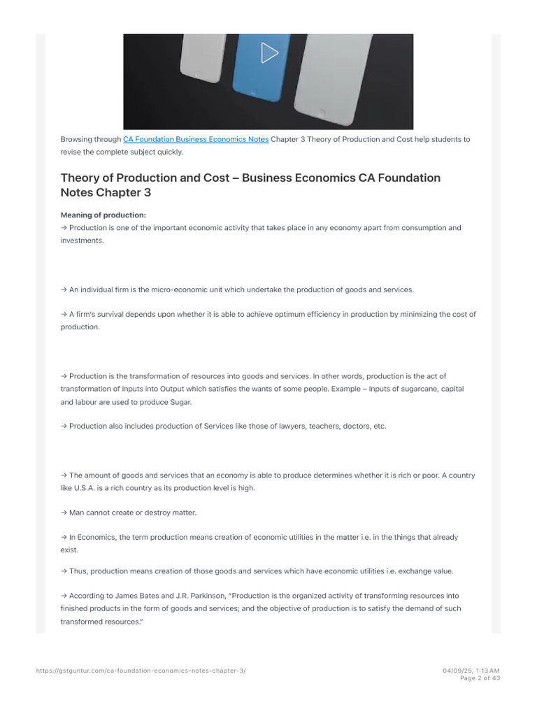 Production and Cost in Business Economics | PDF | Production Function ...