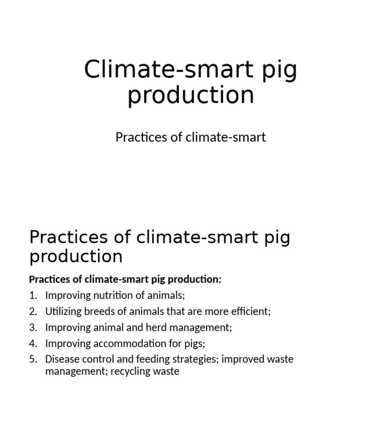 7, Practices of Climate-Smart Pig Production | PDF