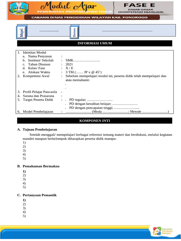 Template Modul Ajar | PDF