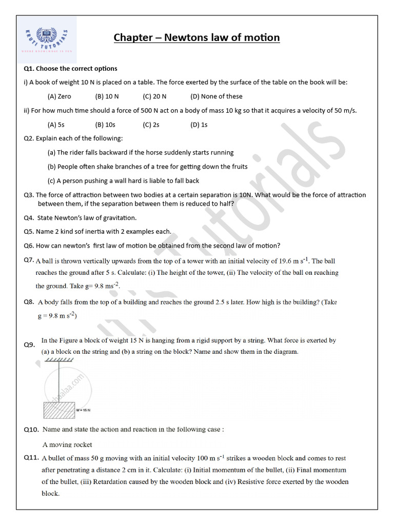 Newtons Law Test | PDF