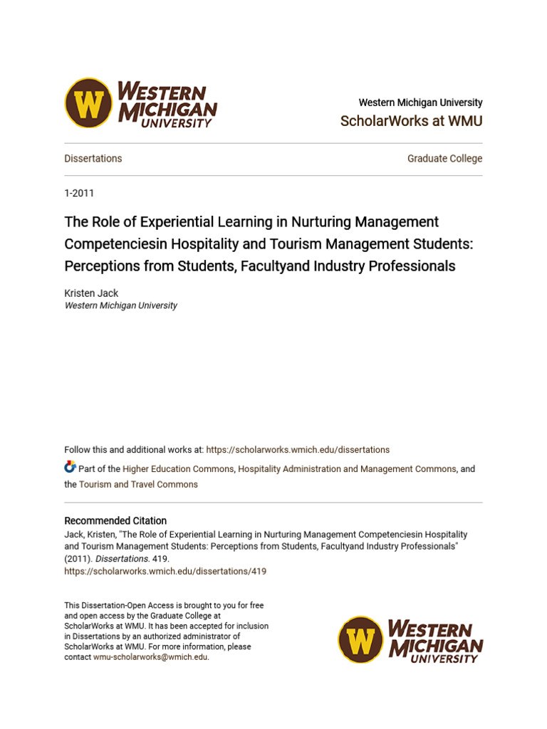 Experiential Learning in Hospitality Management | PDF | Learning Styles ...