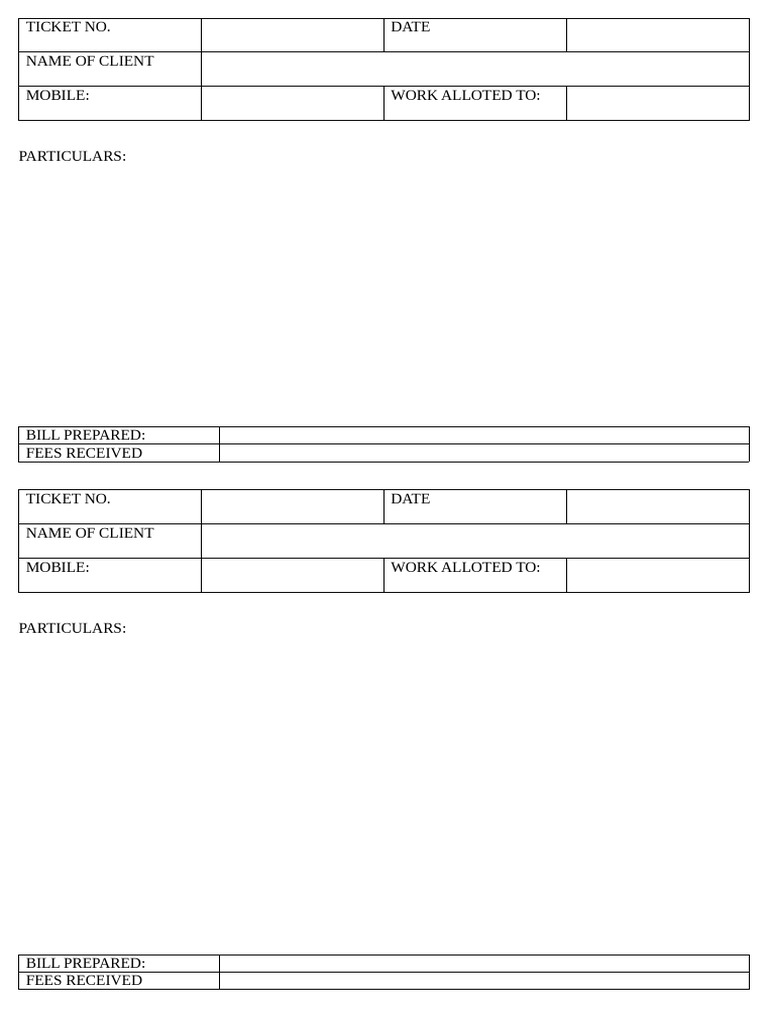Work Ticket Format | PDF
