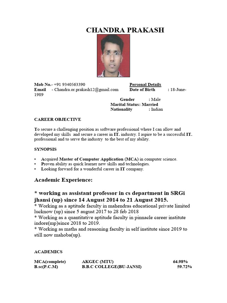 Chandra Prakash Resume | PDF | Databases | Computing