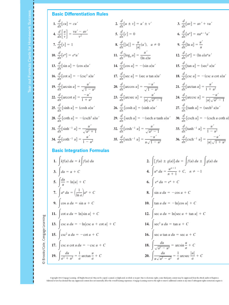 Class 12 Differentiation Formulas PDF | PDF | Real Analysis | Triangle ...