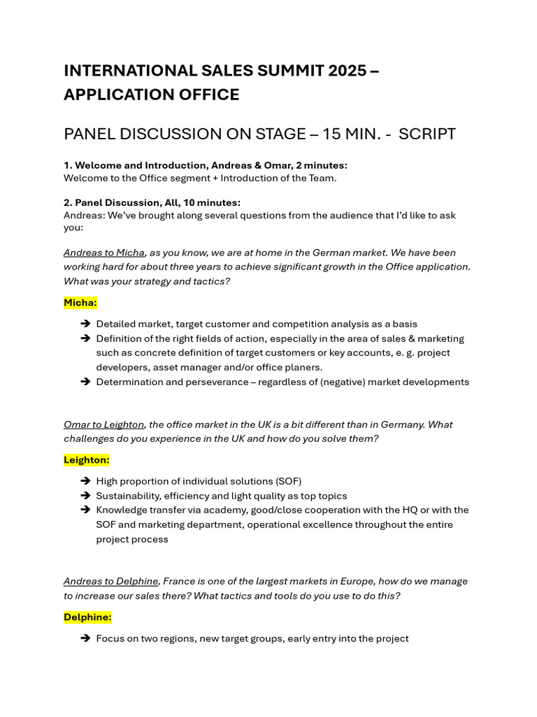 TX ISS 2025 Office Panel Discussion Script en FINAL | PDF | Marketing ...