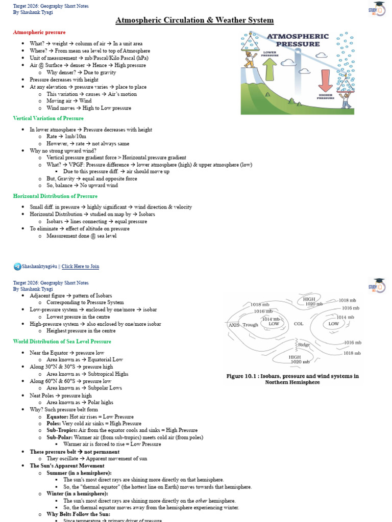 Atmospheric Circulation & Weather System | PDF | Equator | Contour Line