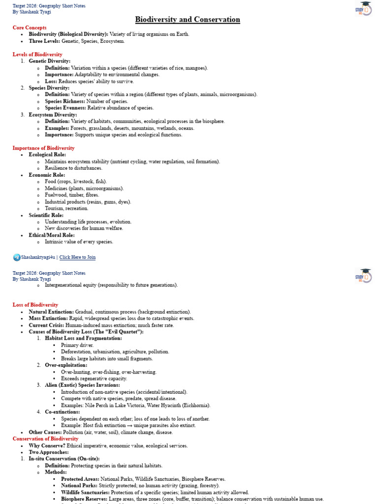 Biodiversity and Conservation Overview | PDF | Biodiversity ...