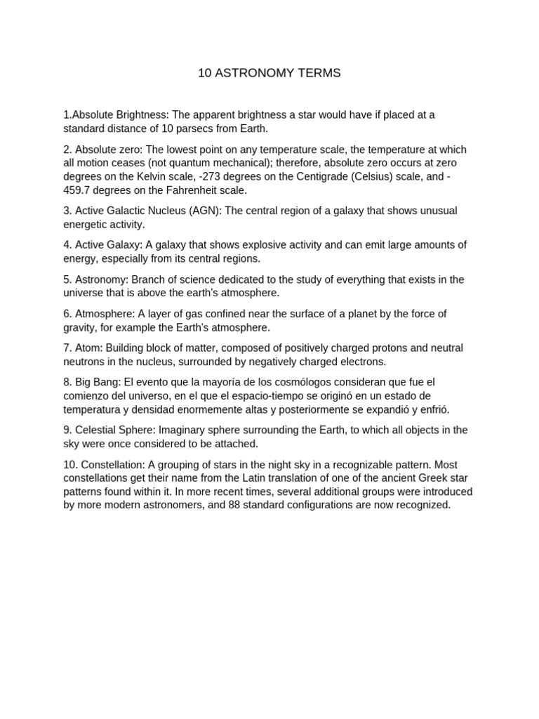 Key Astronomy Terms Explained | PDF