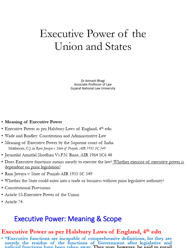 Understanding Executive Power in India | PDF | Government Of India ...