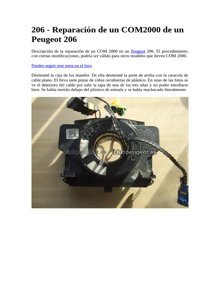 206 - Reparación de Un COM2000 de Un Peugeot 206 | PDF