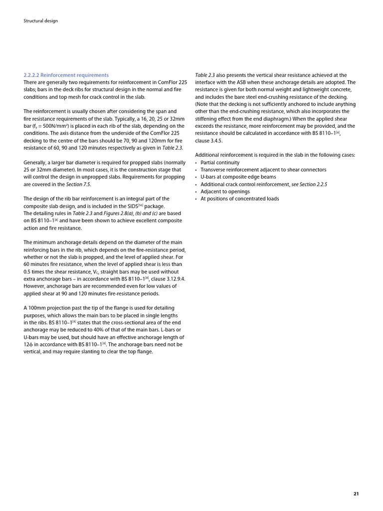 ComFlor 225 Slab Reinforcement Guide | PDF | Beam (Structure) | Buckling