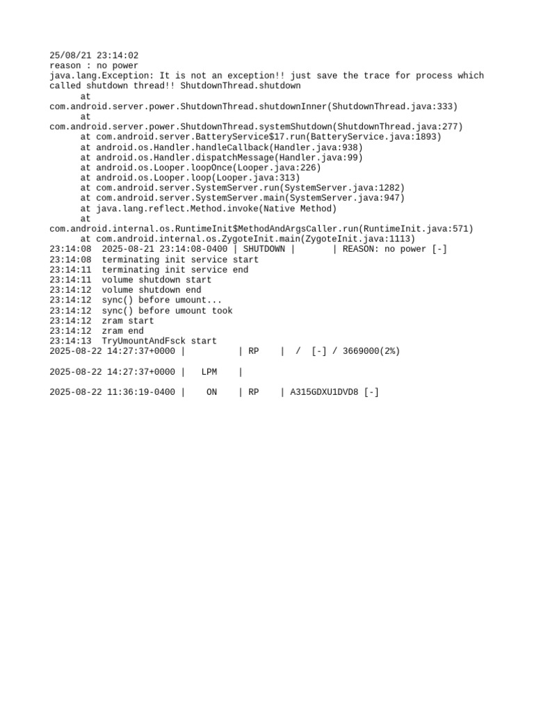Power Off Reset Reason | PDF