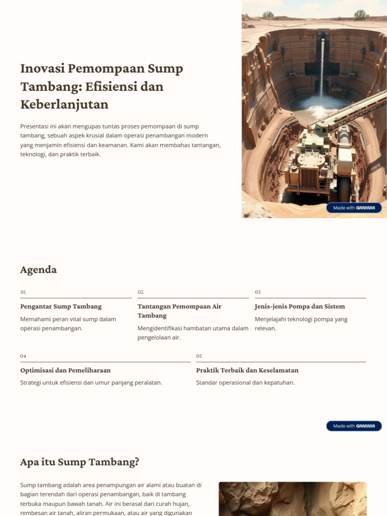 Inovasi Pemompaan Sump Tambang Efisien | PDF