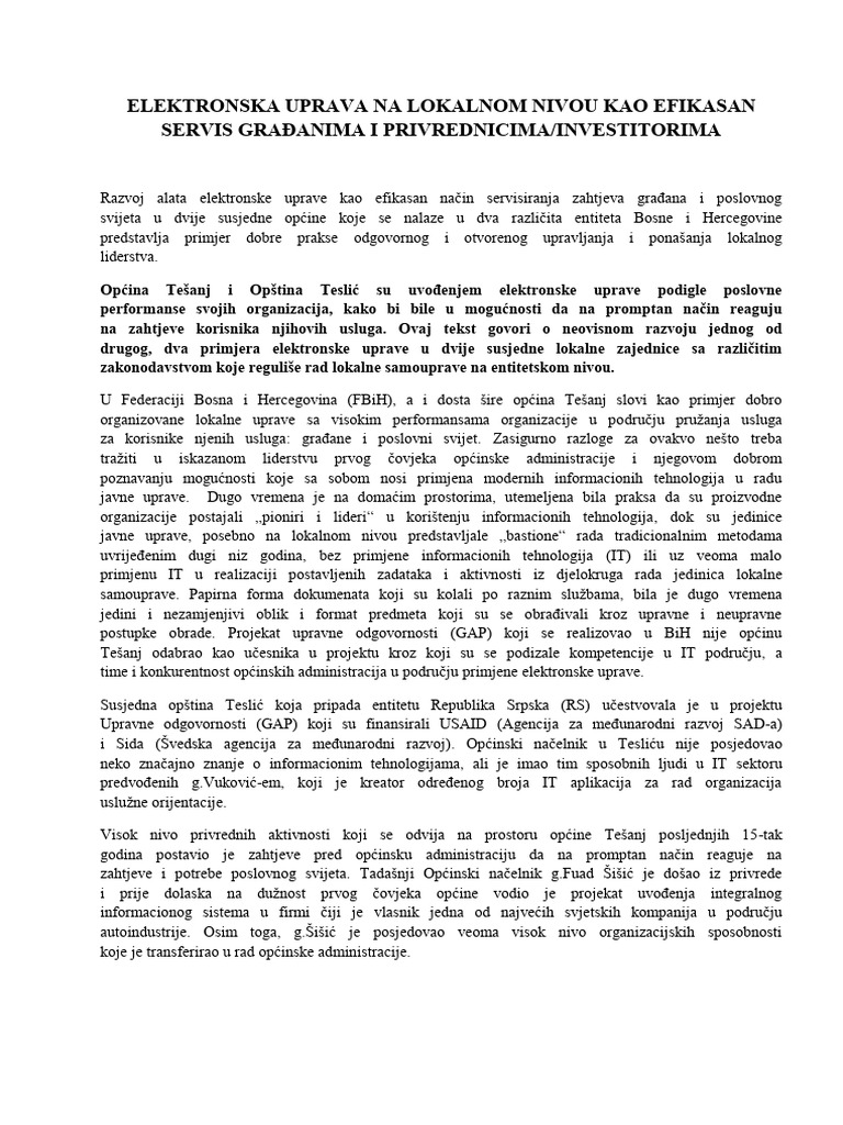 E Uprava Tesanj Teslic | PDF