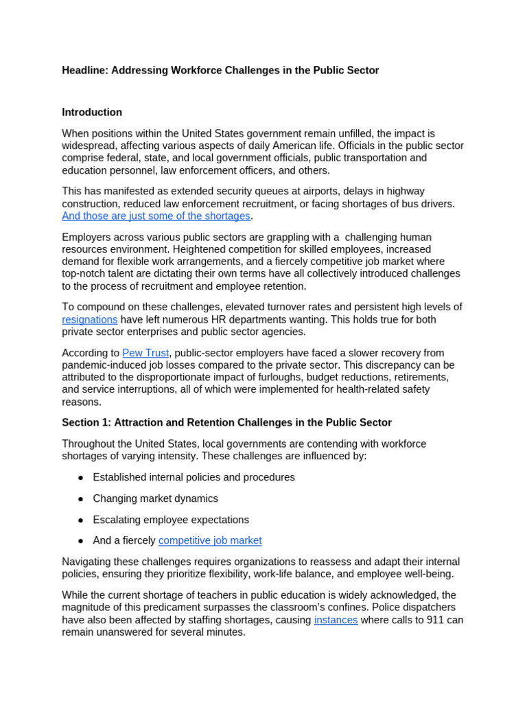 CM1144 - Solutions For Public Sector Workforce Challenges Ebook | PDF ...
