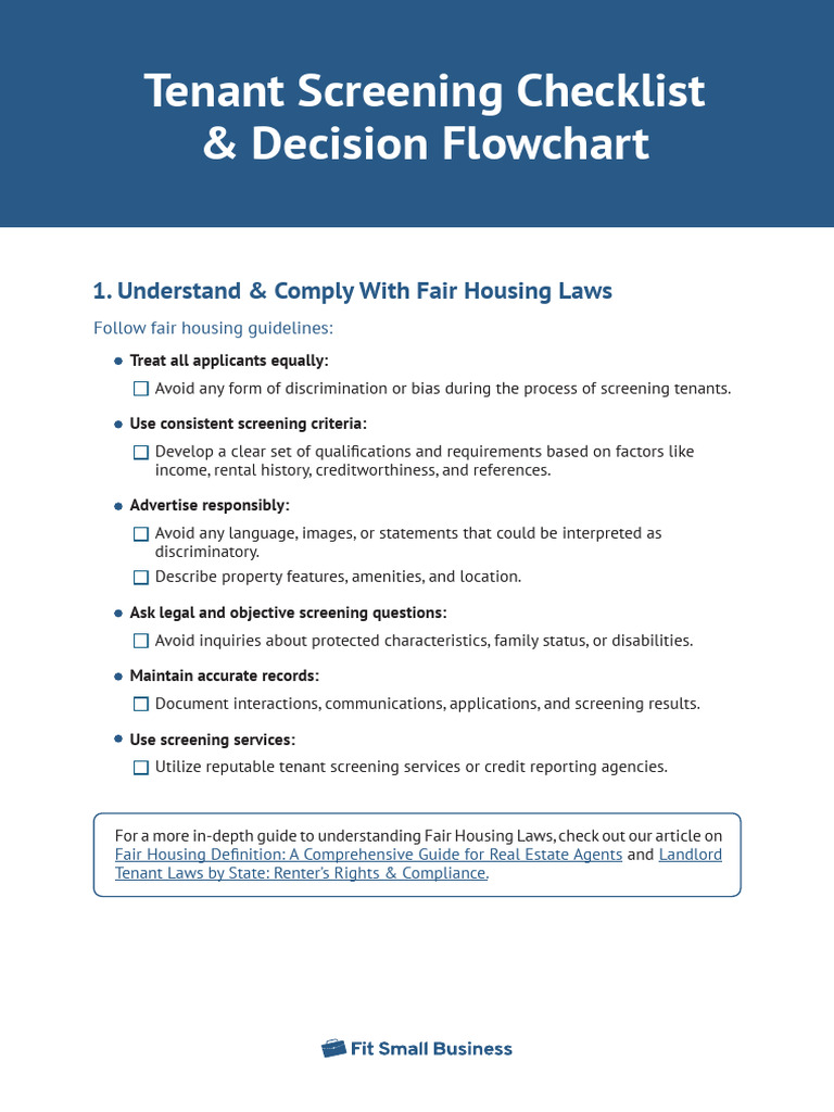 PDF Tenant Screening Checklist and Decision Flowchart | PDF | Lease ...