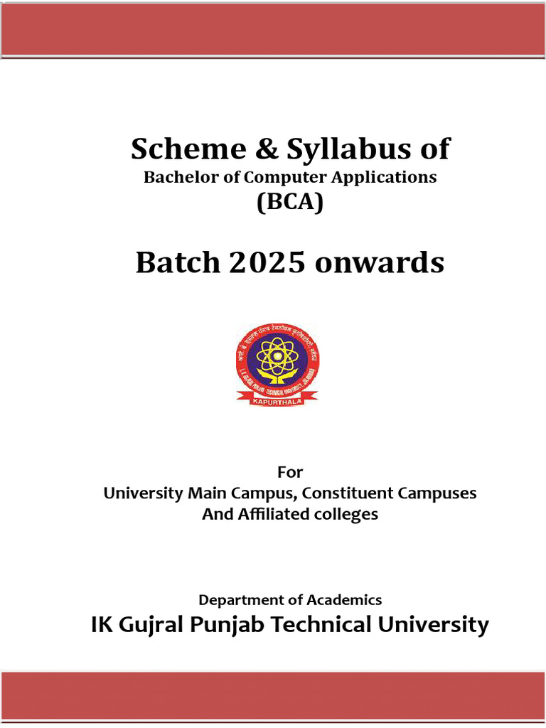 BCA Scheme Syllabus Upto 4th Sem. Batch 2025 | PDF | Matrix (Mathematics) | Microsoft Excel