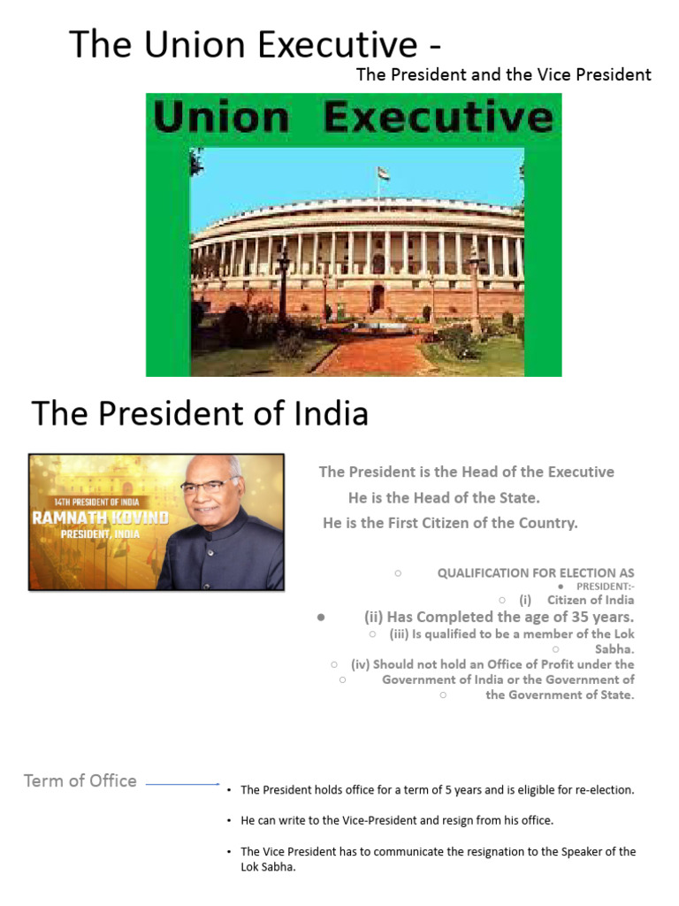 The Union Executive - President Part-1 | PDF | Presidents Of The United ...