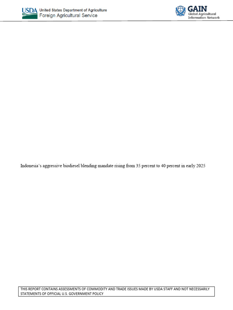 Indonesia Biofuels Annual Report 2025 | PDF | Biofuel | Biodiesel