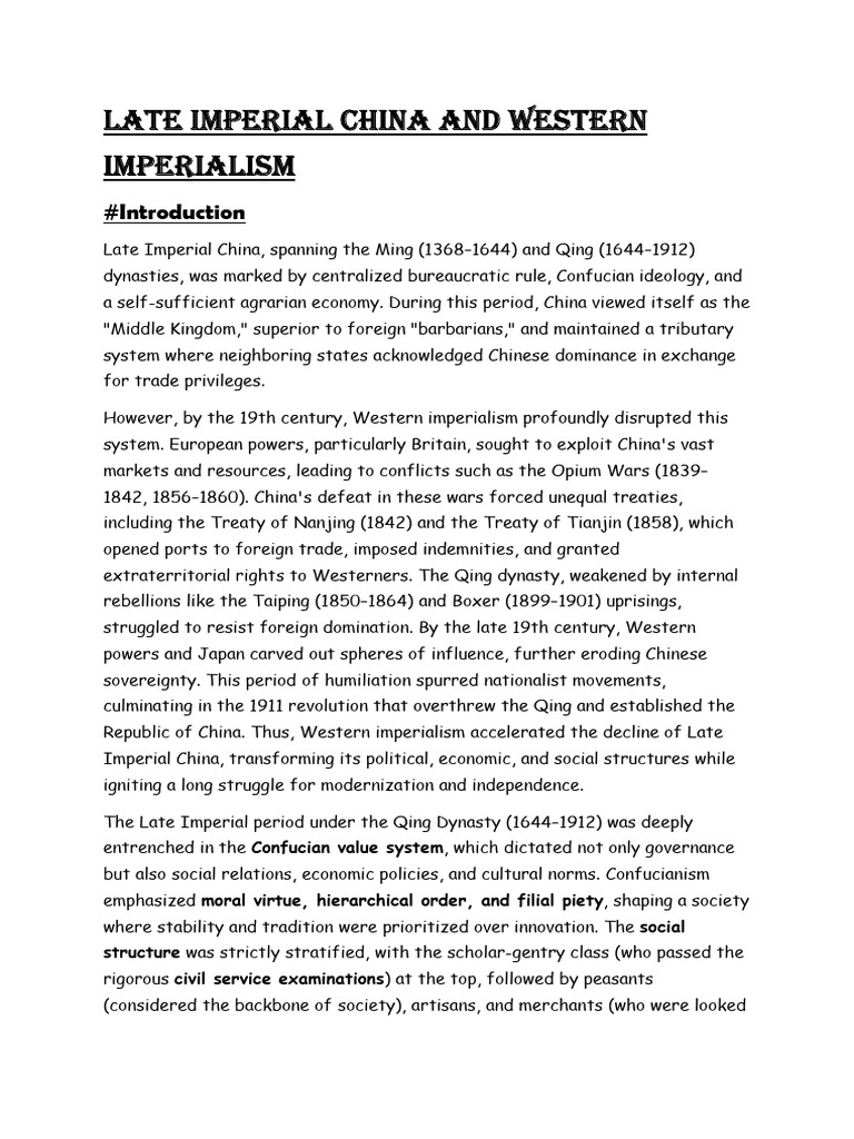Late Imperial China and Western Imperialism | PDF | Confucianism | Qing ...
