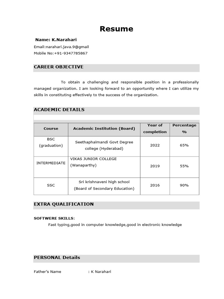 Narahari Resume DP | PDF