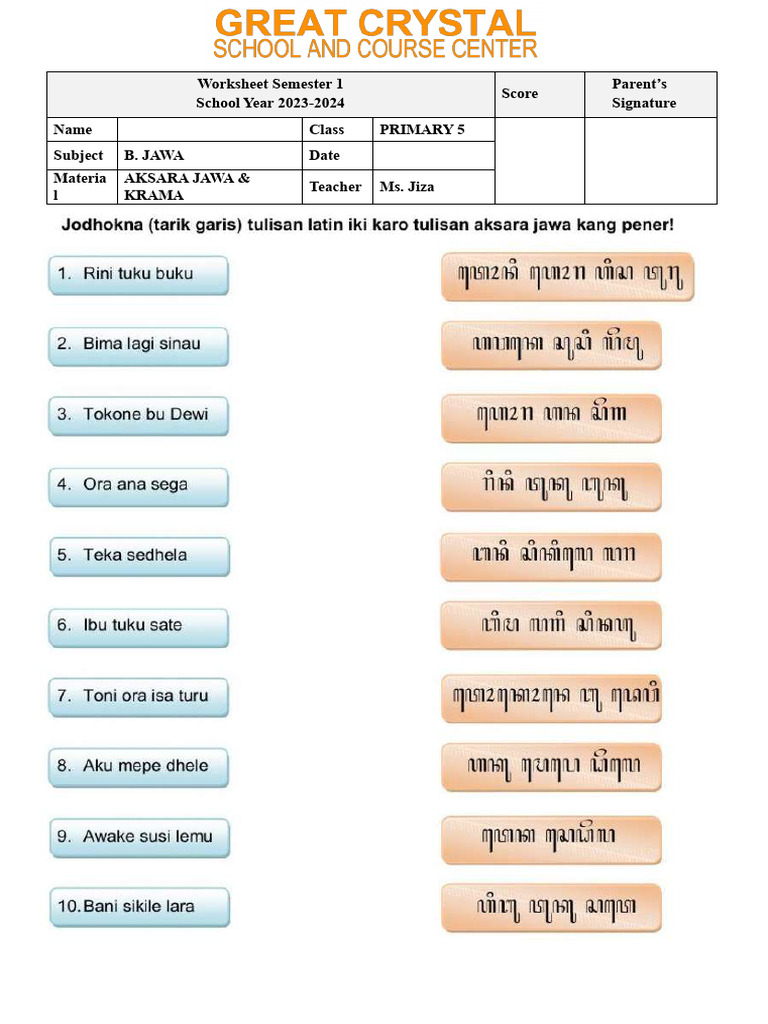 p5 B.jawa (Worksheet) | PDF