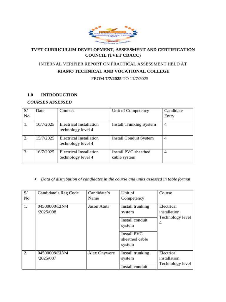 Electrical Installation Technology Level 4 Cycle 3 Cdacc Report | PDF ...