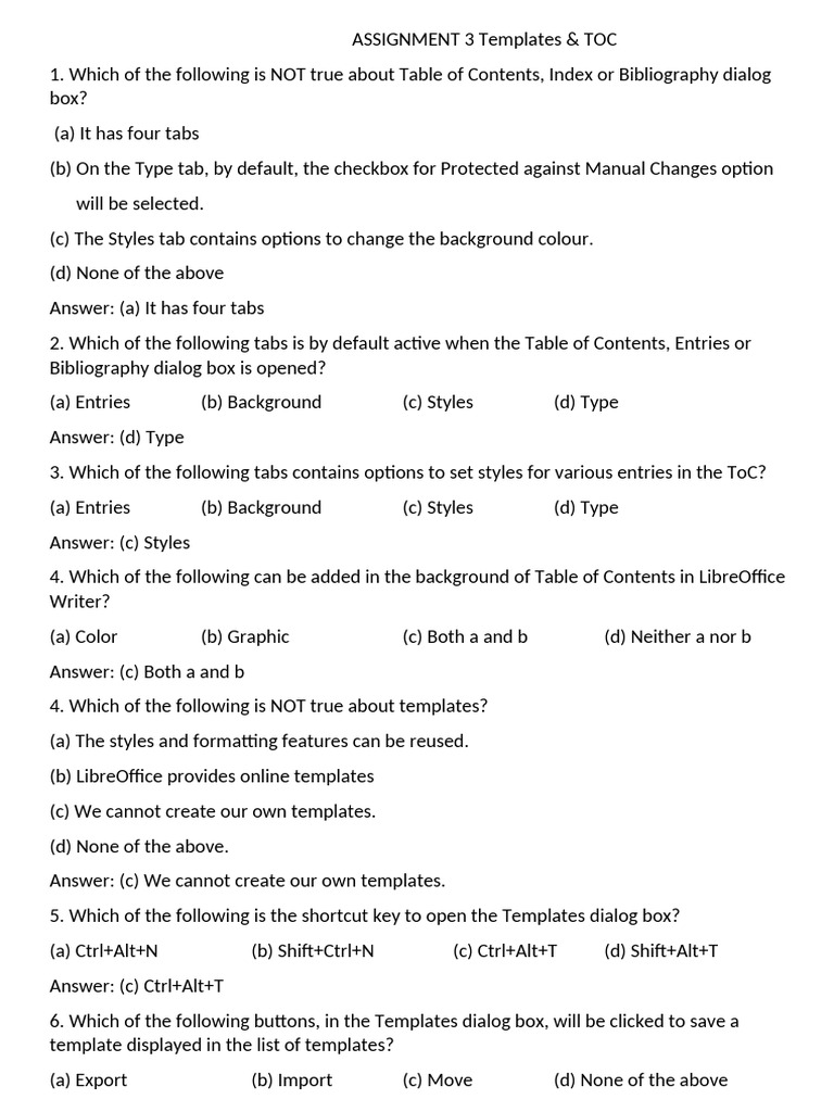 Assignment 10 TOC and Templates | PDF | Button (Computing) | Page Layout